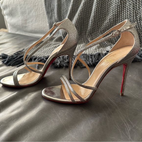 Christian Louboutin | Shoes | Christian Louboutin Silver Sparkle Heels ...